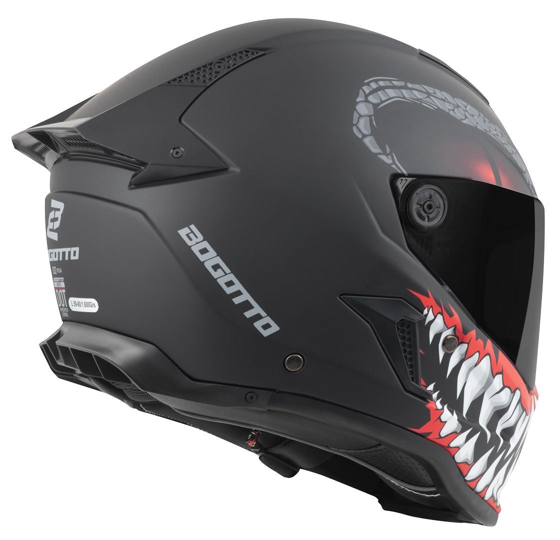 Bogotto Rapto Reptile Helm schwarz/rot matt jetzt online kaufen bei FC-Moto