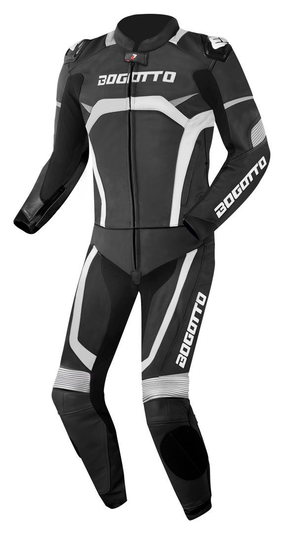 Bogotto Misano Two Piece Motorcycle Leather Suit black/white/red/blue ...